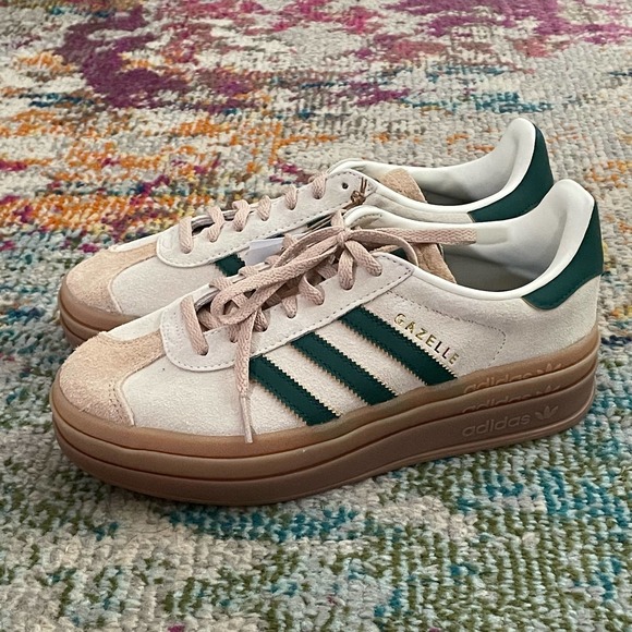 adidas | Shoes | Adidas Gazelle Bold Cream Green Beige Suede Platform ...